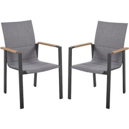 Garden Pleasure Stapelstuhl &raquo;DAVINA&laquo; (Set) 2 Stk.stapelbar grau Kunststoff B/H/T: 57cm x 89cm x 60cm, 2 Stk.