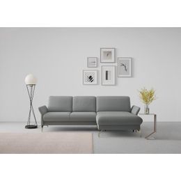 Sit & More sit&more Ecksofa &raquo;Fashion L-Form&laquo; wahlweise mit Kopfteilverstellung, Vorziehsitz, motorisch, Nickelf&uuml;&szlig;e grau B/H/T: 253cm x 84cm x 165cm, Chenille, 