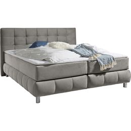 Home Affaire Boxspringbett &raquo;Salo&laquo; incl. Topper, 6 Breiten, 2 H&auml;rtegrade, TFK auch in H&auml;rtegrad 4 grau Struktur (100% Polyester);Bezug der 