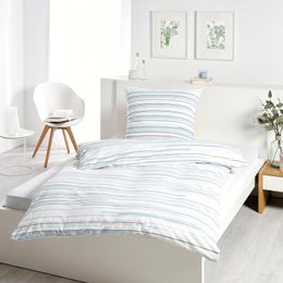 Dyckhoff Bettw&auml;sche &raquo;Nadelstreifen&laquo; 2 Stk. aus Weichfrottier blau Frottee, Obermaterial: 75% Baumwolle, 25% Polyester B/L: 135cm x 200cm, 1 Stk., 1 Stk., 