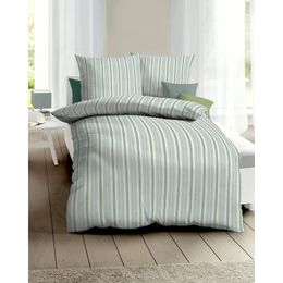 Kaeppel Bettw&auml;sche &raquo;Resort&laquo; 2 Stk. Mit Streifen gr&uuml;n Seersucker, Obermaterial: 100% Baumwolle B/L: 135cm x 200cm, 1 Stk., 1 Stk., Seersucker, B/L: 80cm x 80cm