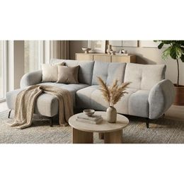 OTTO home Ecksofa &raquo;Viborg 261 x 140 cm, mit Steppungen, elegant, modern&laquo; L-Form, pflegeleichter Bezug, hohe F&uuml;&szlig;e - passend f&uuml;r Saugroboter! grau 100% 
