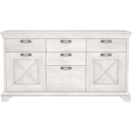 FORTE Sideboard &raquo;Kashmir&laquo; Breite 177 cm wei&szlig; Dekorfolie B/H/T: 177,7cm x 96,2cm x 48,2cm, 4 Stk., Erle Fichte Kiefer Pappel, 3 Stk.