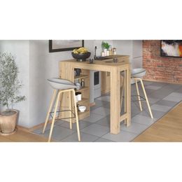 Home Affaire Bartisch &raquo;Valence, 120x50x150 cm, K&uuml;chentisch, Bartresen, Stehtisch, Bartheke&laquo; mit 4 Regalf&auml;chern, Eiche-Optik oder Wei&szlig;, Stilvoll und 