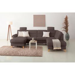 OTTO home Wohnlandschaft &raquo;Westerland U-Form&laquo; Federkern, wahlweise Schlaffunktion, Stauraum und Armlehn-Verstellung braun 100% Polyester B/H/T: 303cm x