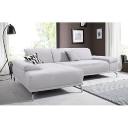 OTTO home Ecksofa &raquo;Caluna&laquo; Inkl.Sitztiefenverstellung, wahlweise mit Kopf- und Armteilverstellung silber Flachgewebe Mura: (100% Polyester);Luxus-