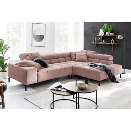 Home Affaire Ecksofa &raquo;Ancona New, wahlweise motorische Sitztiefenverstellung, auch in Cord&laquo; feine Steppung, mit Kopfteilverstellung, 3 Zierkissen, L-