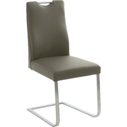 K+w Komfort & Wohnen K+W Komfort & Wohnen Freischwinger &raquo;6194&laquo; () mit praktischem Griff oben am R&uuml;cken, Gestell aus Edelstahl blau B/H/T: 47cm x 100cm x 61cm, Leder 