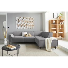 DOMO collection Ecksofa &raquo;Amora, bequem und zeitlos, L-Form&laquo; mit Federkern, Fu&szlig;h&ouml;he passend f&uuml;r g&auml;ngige Saugroboter! grau B/H/T: 263cm x 81cm x 191cm, 