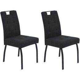 Hela 4-Fu&szlig;stuhl &raquo;LINZ, Esszimmerstuhl, Komfortstuhl&laquo; (Set) 2 Stk.XL-Sitz,elegante Griffleiste,Komfortsitz mit Federkern,140kg belastbar schwarz Metall