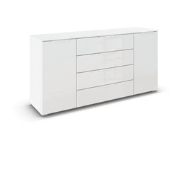 Rauch Kombikommode &raquo;Sideboard Schubkommode Kommode MONTCLAR Front Dekor/Hochglanz/Glas&laquo; Breite 160 / H&ouml;he 81 cm, 2 Einlegeb&ouml;den, inkl. Soft-Close-