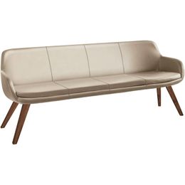 Musterring Essbank &raquo;Tavia&laquo; Stativgestell Wildnussbaum massiv ge&ouml;lt, Breite 180, 200 oder 220 cm beige B/H/T: 220cm x 87cm x 66cm, Echtleder