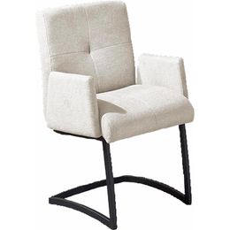 exxpo - sofa fashion Freischwinger &raquo;Affogato mit komfortablen Armlehnen&laquo; () attraktiven Kreuznaht in der R&uuml;ckenlehne silber Metall, Stoff B/H/T: 59cm 