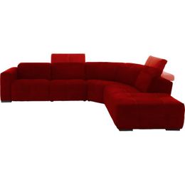 Egoitaliano Ecksofa &raquo;Sauvanne, Designsofa der Extraklasse, elegant und bequem, L-Form&laquo; wahlweise mit elektrischer Relaxfunktion, Kopfteilverstellung rot Leder &raquo;