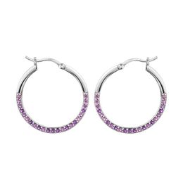 Firetti Damen Paar Creolen &raquo;Schmuck Geschenk Silber 925 Ohrschmuck Ohrringe&laquo; mit Kristallstein (synth.) pink 27mm, Silber 925 (Sterlingsilber)