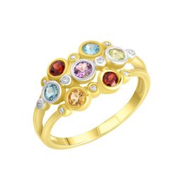 Firetti Damen Fingerring &raquo;Schmuck Geschenk Silber 925 Silberring Multi&laquo; Amethyst, Blautopas (beh), Citrin, Granat, Peridot, Zirkonia (synth.) bunt 16,
