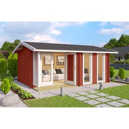 Lasita Maja Gartenhaus &raquo;HAMPSHIRE&laquo; rot Massivholz Fu&szlig;boden im Anbau Fu&szlig;boden im Gartenhaus, ohne Dacheindeckung