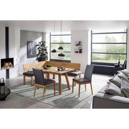 massivline&more Eckbank &raquo;Roberto&laquo; Massivholz grau Massivholz, Polyester B/H/T: 194cm x 85cm x 57cm, Polyester, langer Schenkel rechts