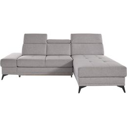 OTTO home Ecksofa &raquo;Cardiz L-Form&laquo; inkl.Kopfteilverstellung und Federkern wahlweise mit Schlaffunktion grau Webstoff (100% Polyester);Luxus-Microfaser 