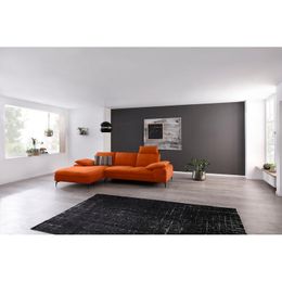 W.Schillig Ecksofa &raquo;valentinoo, Designsofa, bequem, elegant und zeitlos, L-Form&laquo; inklusive Hocker, mit Sitztiefenverstellung, Breite 299 cm orange 