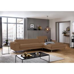 W.Schillig Ecksofa &raquo;piedroo, Designsofa mit tollem Sitzkomfort, elegant und bequem, L-Form&laquo; Kopfteilverstellung, wahlweise mit Sitztiefenverstellung, 