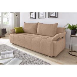 Collection AB Schlafsofa &raquo;Funtastic, B: 212 cm, Liegel. 145x187 cm&laquo; Schlaffunktion, Bettkasten, Armteilverstellung & Zierkissen, Federkern braun 