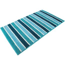 Vossen Badematte &raquo;&raquo;Fancy&laquo;&laquo; H&ouml;he 16 mm fu&szlig;bodenheizungsgeeignet blau Polyacryl rechteckig (60cm x 100cm ) WC-Vorleger rechteckig ohne Ausschnitt (50cm x 60cm)