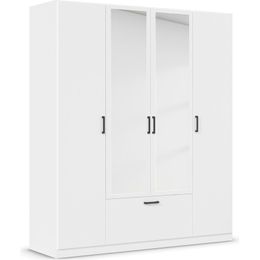 Rauch Dreht&uuml;renschrank &raquo;Kleiderschrank Schrank Garderobe W&auml;scheschrank BARI mit Spiegel&laquo; mit Schubasten mittig, moderner Griff in Graumetallic MADE IN