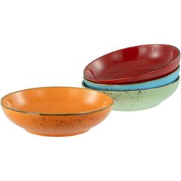 Creatable Schale &raquo;Nature Collection, Poke Bowl, &Oslash; 22,5 cm, 4-tlg&laquo; 4 Stk. aus Steinzeug Handwerklicher Look, Vintage, H&ouml;he 6 cm orange Steinzeug &Oslash; 