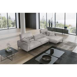 Egoitaliano Ecksofa &raquo;Masu, Design trifft sensationellen Sitzkomfort, Breite 277cm, L-Form&laquo; inkl. 2 Kissenrollen, R&uuml;ckenelemente manuell verstellbar, Metallf&uuml;&szlig;e 
