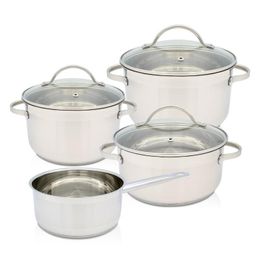 Kr&uuml;ger Topf-Set &raquo;Ohio&laquo; Set, Bratentopf &Oslash; 20 cm, Fleischtopf &Oslash; 16/20 cm, Stielkasserolle &Oslash; 16 cm, 7 Stk. tlg. Edelstahl silber Einheitsgr&ouml;&szlig;e
