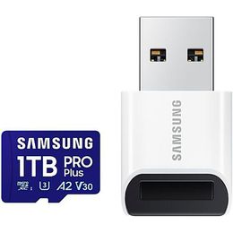 Samsung Speicherkarte &raquo;Pro Plus 1TB + USB-Kartenleser&laquo; (1000 GB UHS Class 3 180 MB/s Lesegeschwindigkeit) blau Kunststoff Kompatibel mit Drohnen, Action-Cams 