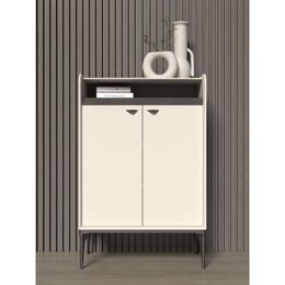OTTO home Highboard &raquo;Sofy Sideboard, Kommode, Anrichte, Schrank&laquo; UV lackiert, Soft Close Funktion, Metallgestell in Anthrazit Dekor beige Glas, 