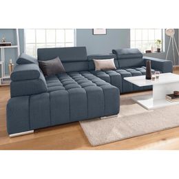exxpo - sofa fashion Ecksofa &raquo;Elias, aktuelle Kreuzsteppung im Sitz, bequem, Breite 307cm, L-Form&laquo; mit Kopf- bzw. R&uuml;ckenverstellung, wahlweise mit 