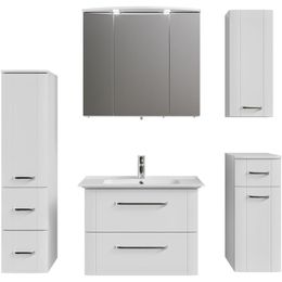 Badm&ouml;bel-Set &raquo;Serie 3006 5-teilig Keramik-Waschtisch mit Spiegelschrank&laquo; 6 Stk. tlg. wei&szlig; Holzwerkstoff B/H/T: 80cmcm x 57,4cmcm x 46,8cmcm
