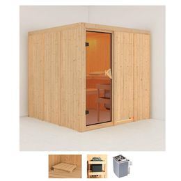 Karibu Sauna &raquo;Rodin&laquo; Set, Ofen 9 kW integr. Strg beige Saunaofen, integrierte Steuerung, 8 kW