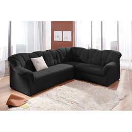 DOMO collection Ecksofa &raquo;Papenburg B/T/H: 242/190/84 cm L-Form&laquo; wahlweise mit Bettfunktion, Langer Schenkel links oder rechts schwarz Struktur ( 90% 