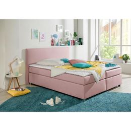 Home Affaire Boxspringbett &raquo;Eliana&laquo; inkl. Topper, in 4 Breiten, 3 Matratzenarten und 2 H&auml;rtegraden rosa Struktur fein, Liegefl&auml;che B/L: 180cm x 200cm 