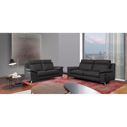 Calia italia Polstergarnitur &raquo;Roby&laquo; Set, 2 Stk. tlg. in Leder, mit elektrischer Relaxfunktion grau Holz teilmassiv Leder BULL,mit elektrischer 