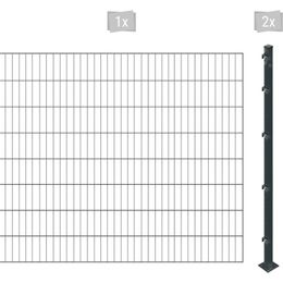 Arvotec Einstabmattenzaun &raquo;ESSENTIAL 160 zum Einbetonieren&laquo; Zaunh&ouml;he 160 cm, Zaunl&auml;nge 2 - 60 m grau Kunststoff, Stahl H/L: 160cm x 2m, Pfosten: 2 Stk.