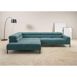 Home Affaire Ecksofa &raquo;Antonelli, L-Form, incl. Kopfteilverstellung, Breite 312 cm&laquo; ohne Sitztiefenverstellung, in Cord, petrol blau 95% Polyester, 5% 