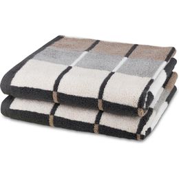 Ross Handt&uuml;cher &raquo;Three Stars 9042&laquo; 100% Baumwolle, made in Germany grau Frottier, Frottier B/L: 50cmx100cm, 2 Stk., Karo Streifen, 2 Handt&uuml;cher, 