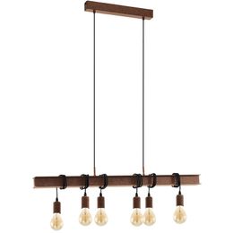 Eglo Pendelleuchte &raquo;TOWNSHEND 4 H&auml;ngeleuchte, Stahl, Rostoptik, Retro, Vintage, E27&laquo; E27 antik-braun, Metallbalken, Esszimmer, 6 flammig, 