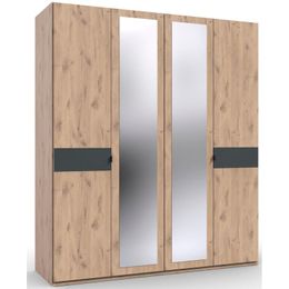 wimex Dreht&uuml;renschrank &raquo;Budapest&laquo; mit Spiegel, wahlweise 180 oder 225cm breit grau Holzwerkstoff eichefarben, B/H/T: 180cm x 208cm x 58cm, T&uuml;ren: 4 Stk.