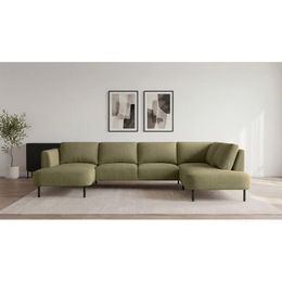 OTTO home Wohnlandschaft &raquo;Cesola&laquo; in weichem Chenille-Stoff, Breite 327 cm, mit schwarzen Metallf&uuml;&szlig;en gelb 90% Polyester, 10% Nylon B/H/T: 327cm x 