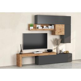 OTTO home Wohnwand &raquo;Chronos Wohnwand, Medienwand, 5-er set&laquo; Set, 5 Stk. tlg. grau Holzwerkstoff B/H/T: 270cmcm