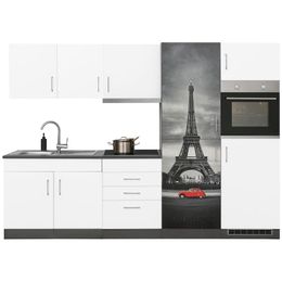 KOCHSTATION K&uuml;chenzeile &raquo;KS-Paris &ndash; K&uuml;chen mit einzigartigen Fotomotiven auf den Fronten&laquo; Breite 280 cm, wahlweise mit E-Ger&auml;ten und Induktion wei&szlig; B/