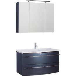 Badm&ouml;bel-Set &raquo;3040&laquo; 2 Stk. tlg. grau B/H/T: 90cmcm, Beckenfarbe: Granit Wei&szlig; glimmer