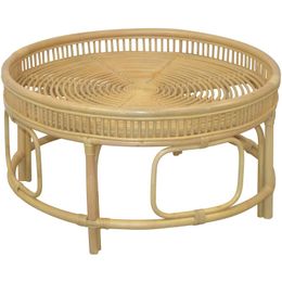 HOFMANN LIVING AND MORE Couchtisch Rattan-Couchtisch mit oder ohne Glasplatte lieferbar beige B/H/T: 75cm x 41cm x 75cm