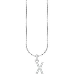 Thomas Sabo Damen Thomas Sabo Kette mit Anh&auml;nger &raquo;Buchstabe&laquo; mit Zirkonia (synth.) bunt 45, X, Silber 925 (recycelt)
